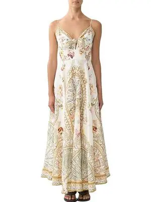 Camilla Linen Brocade Print Dress - Ottoman Dynasty