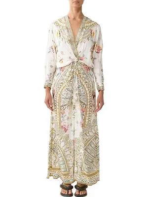 Camilla Silk Twist Front Maxi Dress - Ottoman Dynasty