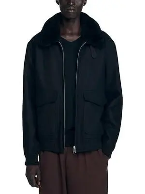 Sandro Aviator Jacket - Black