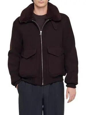 Sandro Aviator Jacket - Chocolate