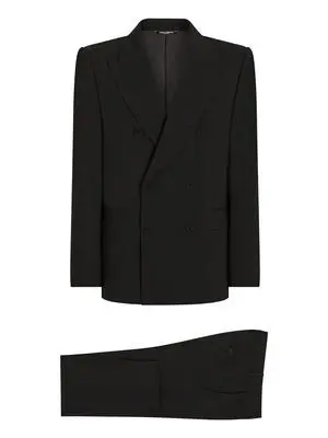 Dolce & Gabbana Double-breasted Stretch Wool Sicilia-fit Suit - Black
