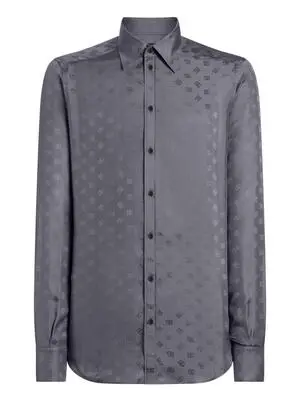 Dolce & Gabbana Dg Logo Martini Shirt In Jacquard - Grey