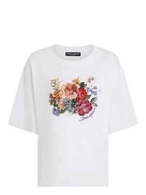 Dolce & Gabbana Flower-print Short-sleeved T-shirt - White