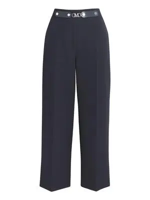 Max Mara Leather-trim Cropped Trousers - Blue
