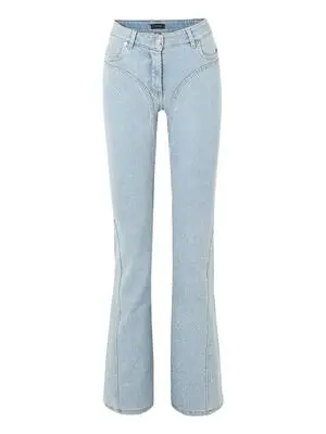 MUGLER Crystal-embellished Flared Jeans - Light Denim