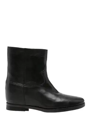 JULIE DEE Leather Ankle Boots - Black