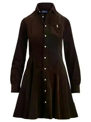 Ralph Lauren Button-up Corduroy Mini Dress - Black