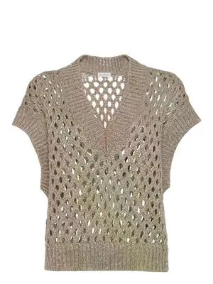 Brunello Cucinelli Open-knit Sleeveless Top - Neutrals