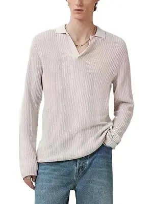 ALLSAINTS Ribbed Polo-neck Sweater - Neutrals