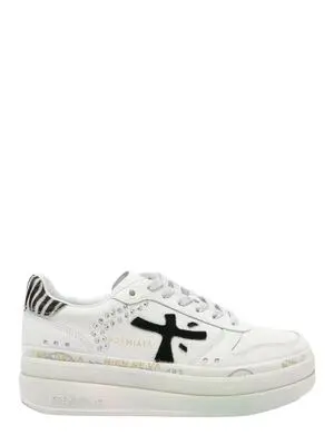 Premiata Zebra-motif Platform Sneakers - White