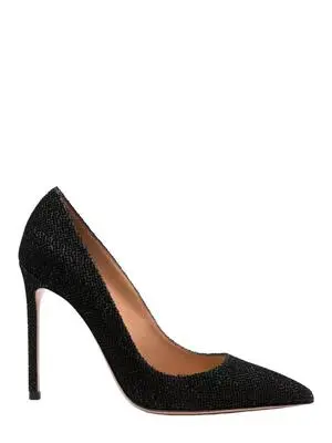 AQUAZZURA 110mm Pointed-toe Glitter Pumps - Black