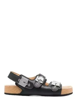 Balenciaga Buckle-strap Leather Sandals - Black