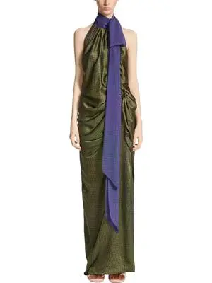 Dries Van Noten Draped Printed Silk Maxi Dress - Green