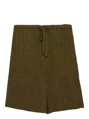 THE ELDER STATESMAN Nora Check-knit Shorts - Green