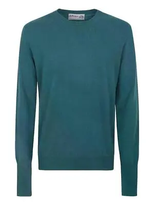 BALLANTYNE Round Neck Cashmere Pullover - Blue