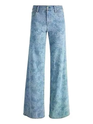 Alice + Olivia Paisley-print Jeans - Blue