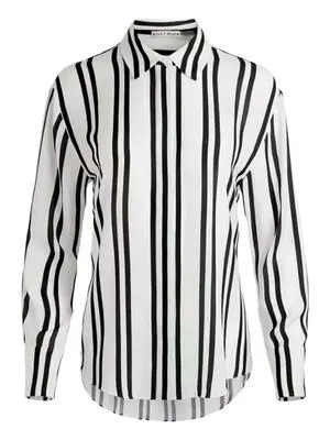 Alice + Olivia Striped Long-sleeve Shirt - White