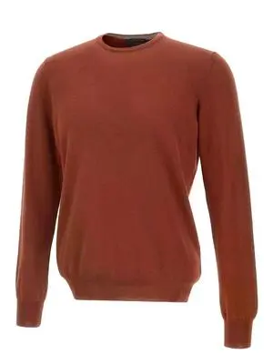 GRAN SASSO Ribbed Crew-neck Sweater - Brown
