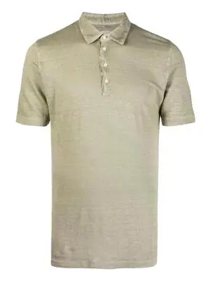 120% Lino Classic Collar Linen Polo Shirt - Green