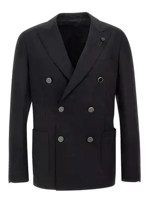 LARDINI Double-breasted Blazer - Black