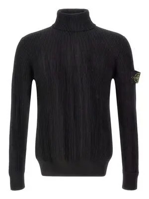 Stone Island Ribbed Turtleneck Sweater Black