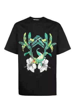 MSGM Crocodile-print Cotton T-shirt - Black