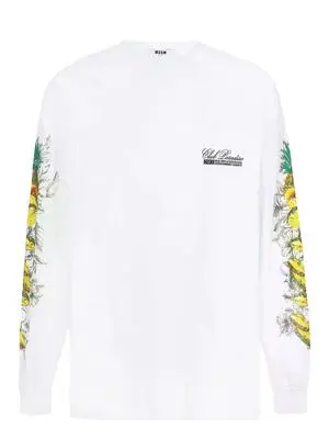 MSGM Long-sleeve Fruit-print T-shirt - White