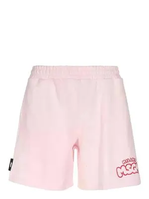 MSGM Logo-embroidered Elasticated-waistband Shorts - Pink