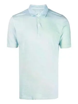 120% Lino Short-sleeve Linen Polo Shirt - Blue