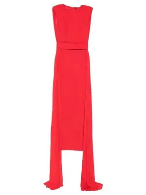 Solace London Tavia Pleated Belted Maxi Dress - Red
