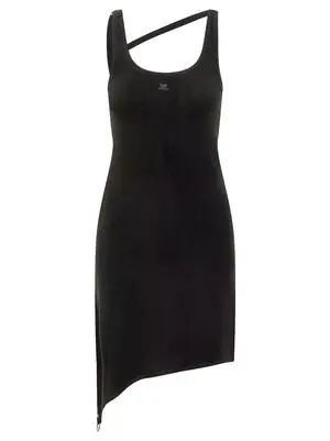 COURREGES Asymmetrical-strap Mini Dress - Black
