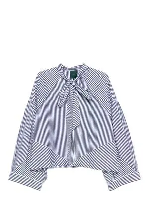 MAISON JEJIA Striped Bow-detail Shirt - Blue