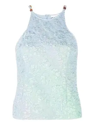 GANNI Floral-jacquard Tank Top - Blue