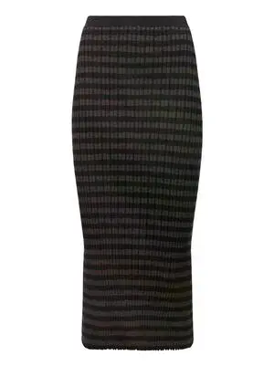 MAISON MARGIELA Ribbed Striped Midi Skirt - Brown