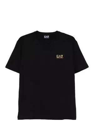EA7 Logo-print Cotton T-shirt - Black