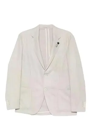 LARDINI Patch Pocket Two Button Jacket - Neutrals