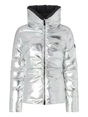 Pinko Metallic High-neck Jacket - Silver