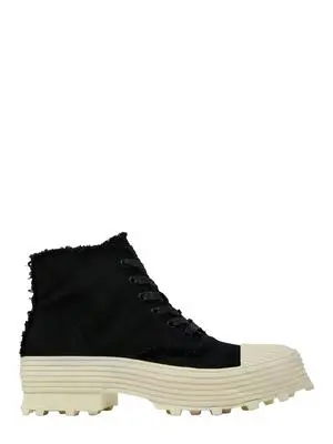 Camper Traktori Frayed Lace-Up Boots Black