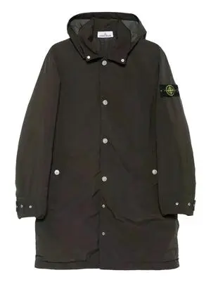 Stone Island Hooded Buttoned Coat - Grey
