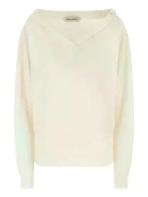 Alberta Ferretti Faux Pearl-embellished V-neck Cashmere Sweater - Neutrals