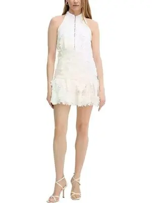 Bardot Floral-lace Halterneck Dress - White