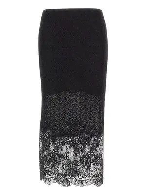 Blumarine Lace-detailed Midi Skirt - Black