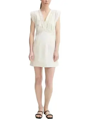 Ba&sh V-neck Eyelet-trimmed Mini Dress - Neutrals