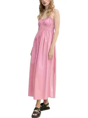 BOSS Gathered-bodice Midi Dress - Pink
