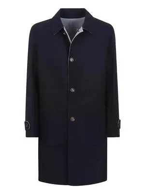 Eleventy Buttoned Patch-pocket Coat - Blue