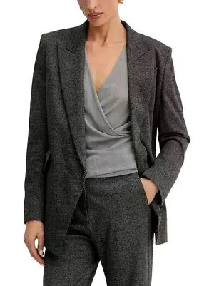 BOSS Pinstripe Peak-lapel Blazer - Grey