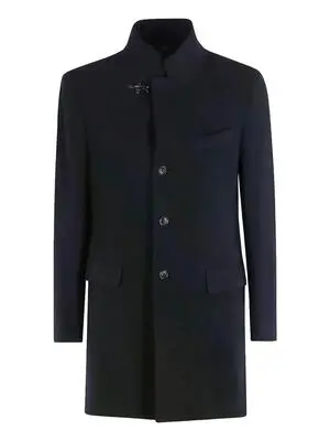 FAY Wool Single-breasted Coat - Blue