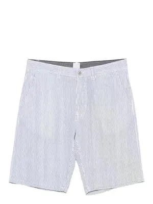 120% Lino Striped Linen Shorts - White