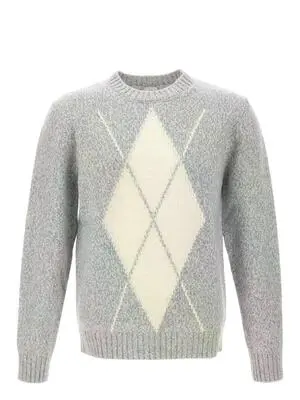 Eleventy Geometric-pattern Wool Sweater - Grey
