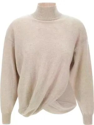 Marella High-neck Wool-cashmere Sweater - Neutrals